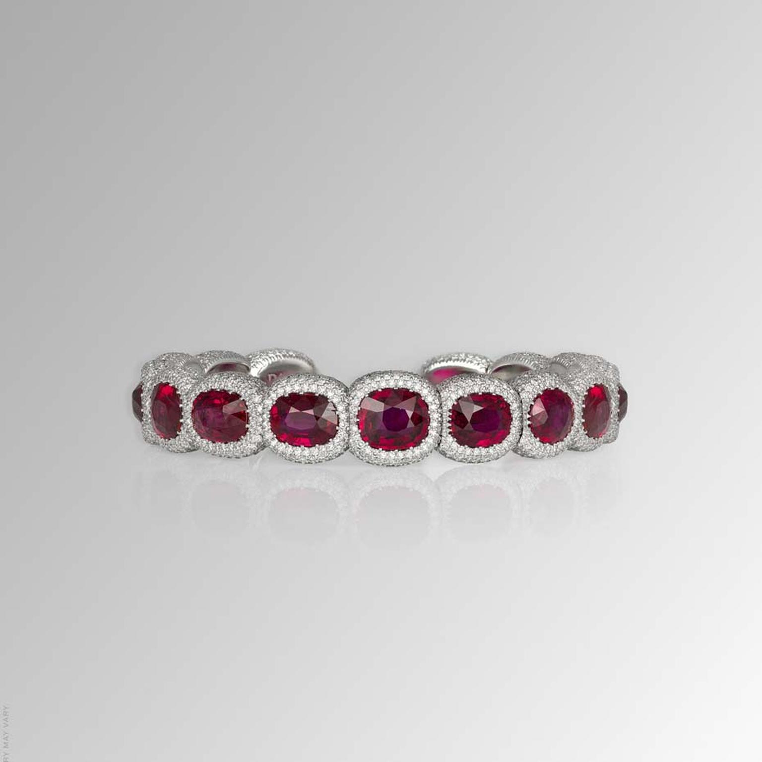 David Morris Mozambique ruby bangle, with a round white